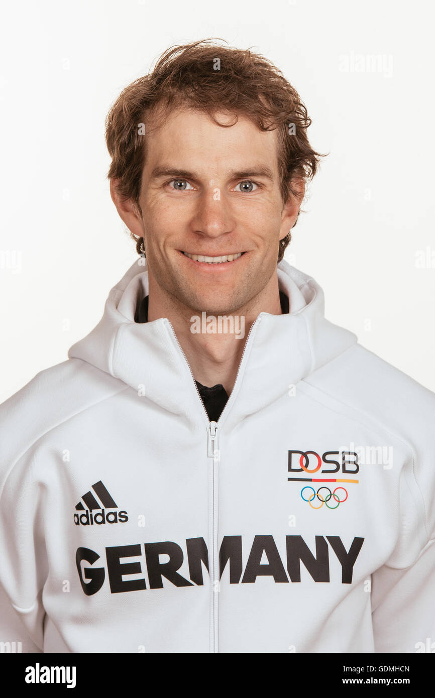 Hannover, Germany. 15th July, 2016. Moritz Milatz poses at a photocall ...