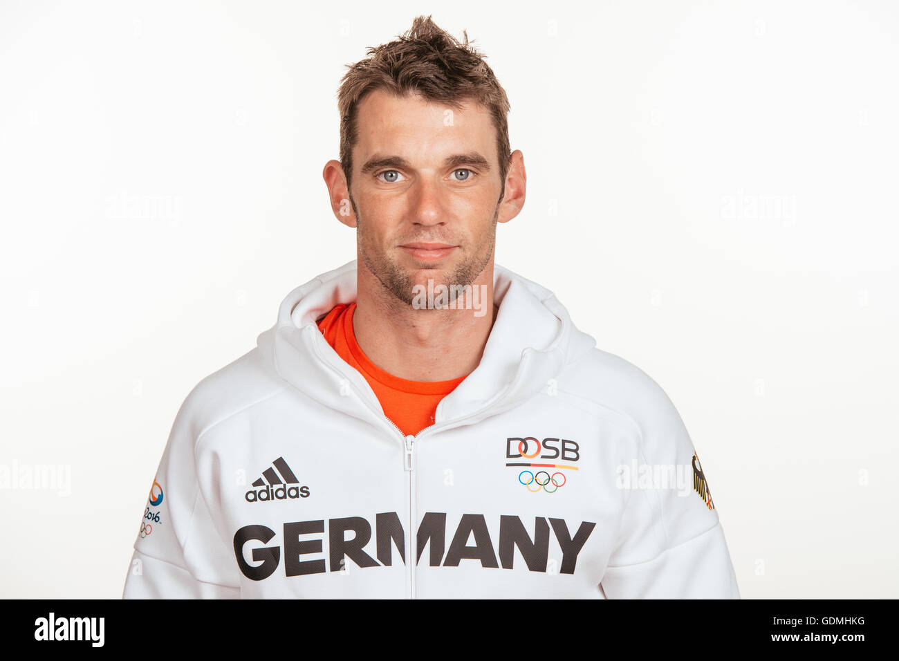Jan Benzien poses at a photocall during the preparations for the ...