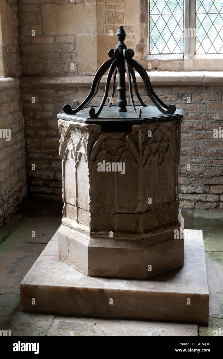 The font, St. Denys Church, Goadby Marwood, Leicestershire, England, UK ...