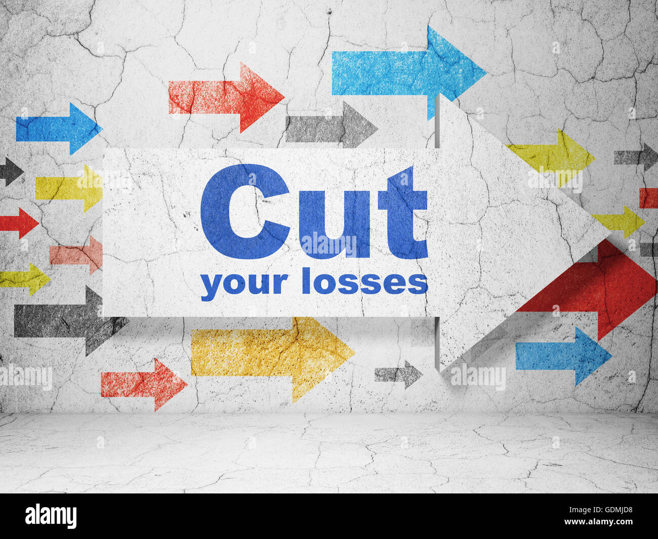 Business concept: arrow with Cut Your losses on grunge wall background ...