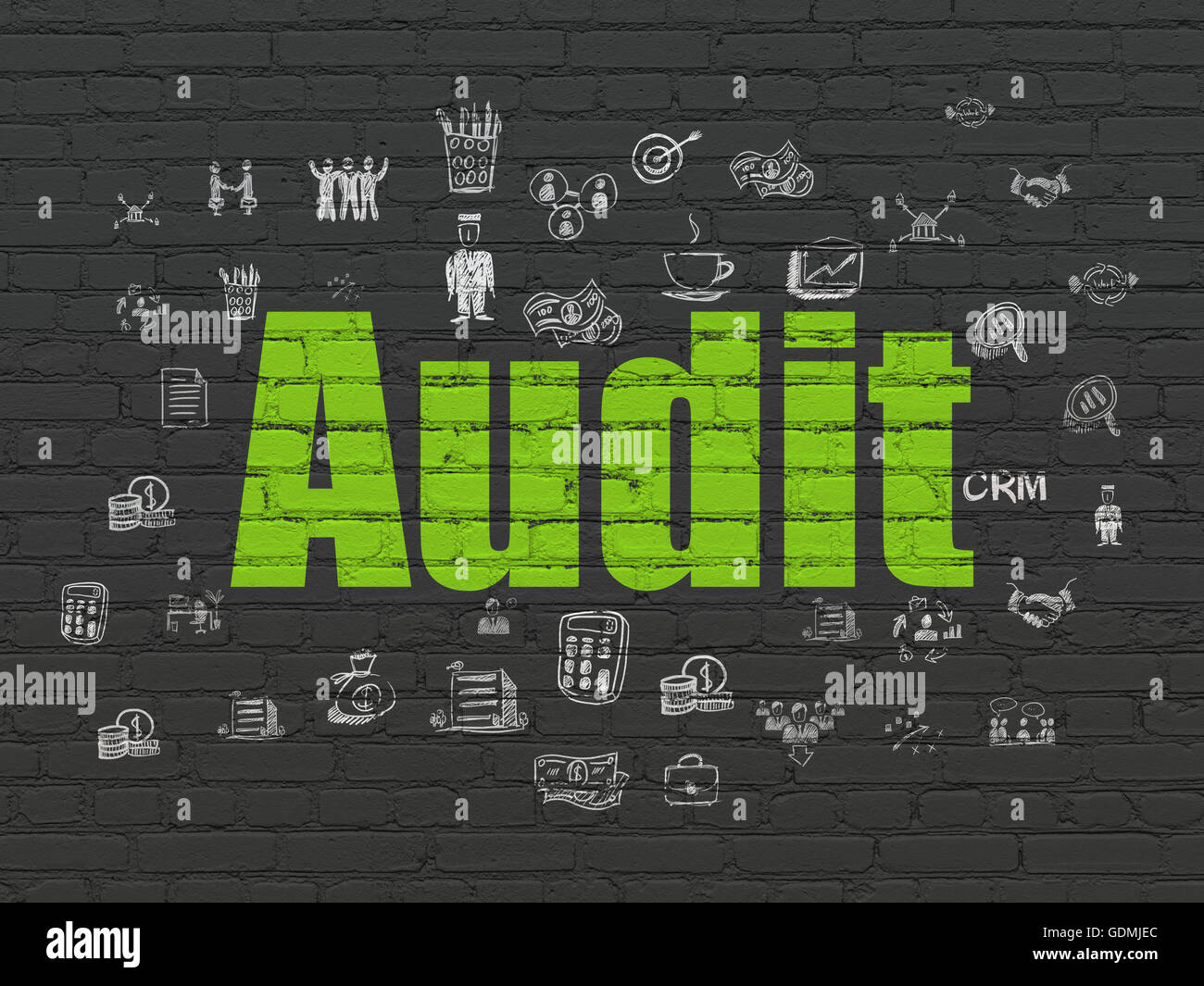 Finance concept: Audit on wall background Stock Photo - Alamy