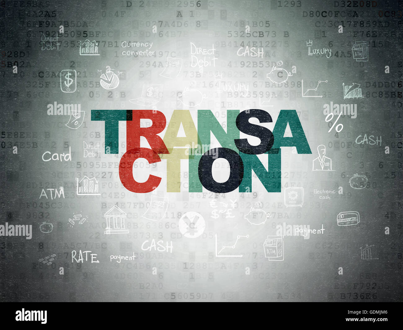 Banking concept: Transaction on Digital Data Paper background Stock ...