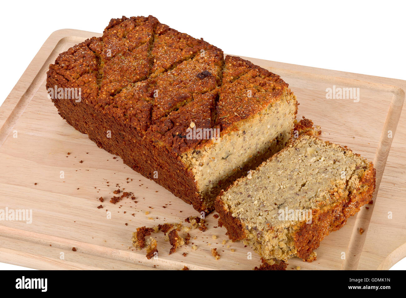 Pate vegetarian on board, isolated on white background, focus fusion ...