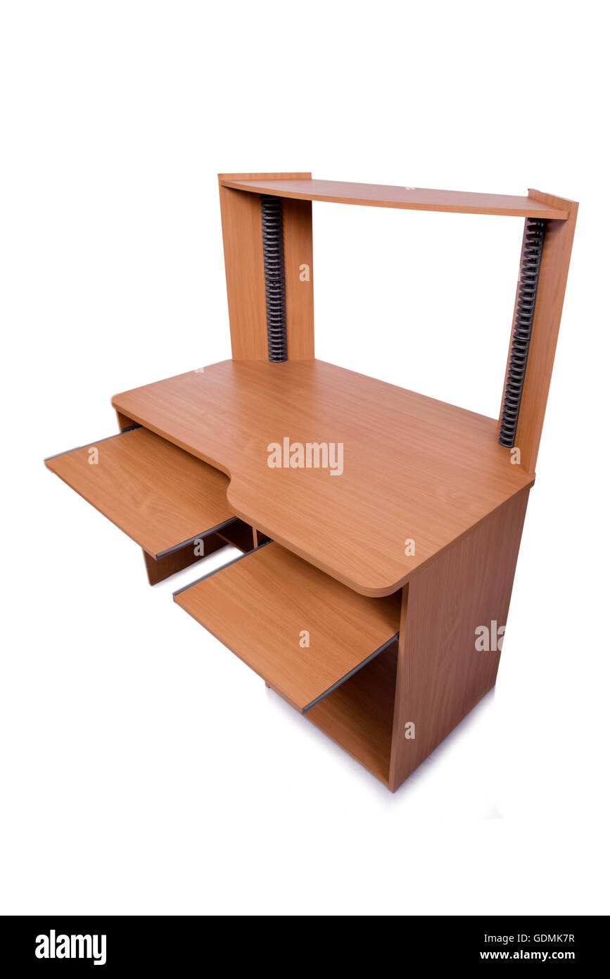 Computer home desk isolated on the white background Stock Photo - Alamy