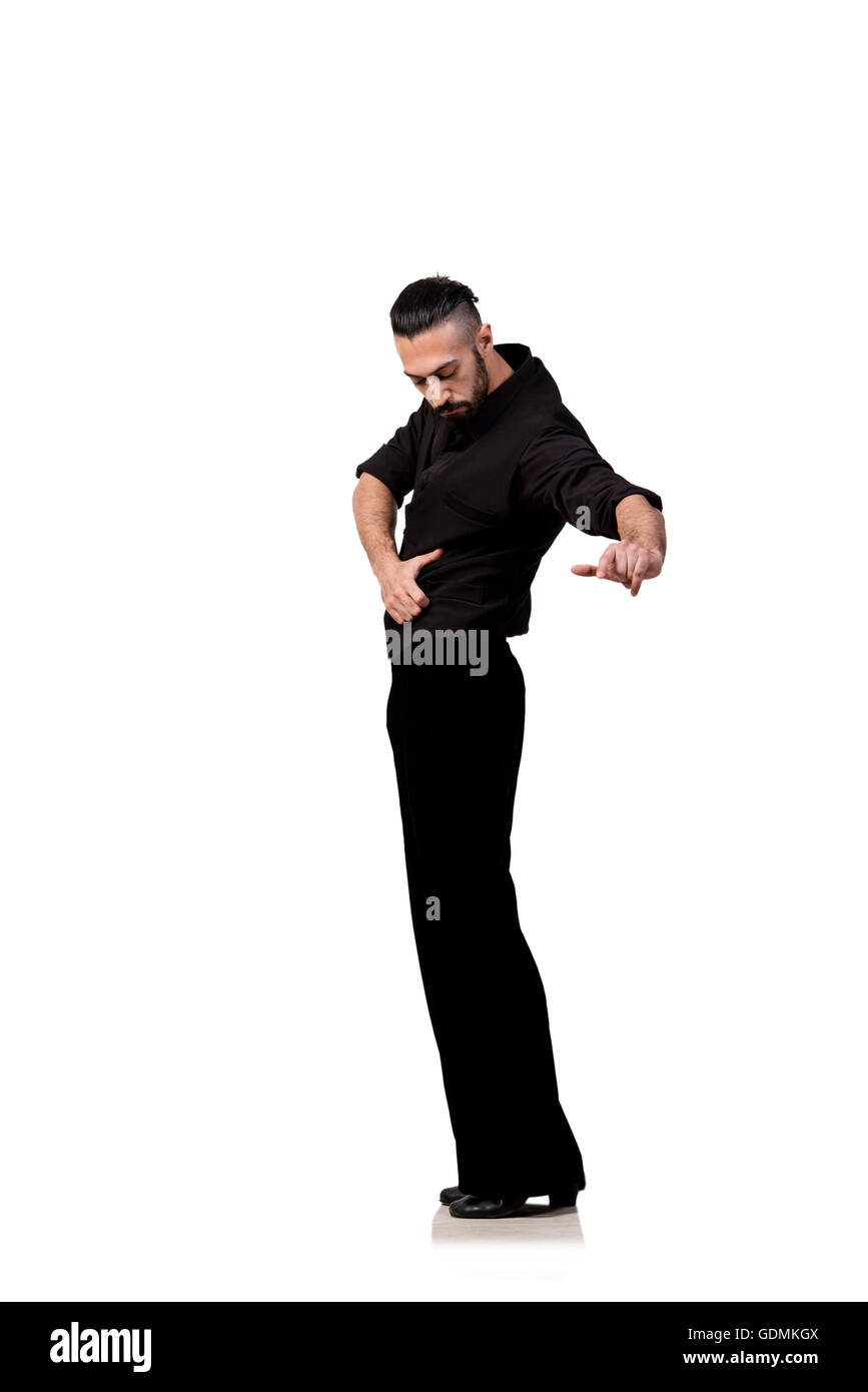 Man dancer dancing spanish dances isolated on white Stock Photo - Alamy