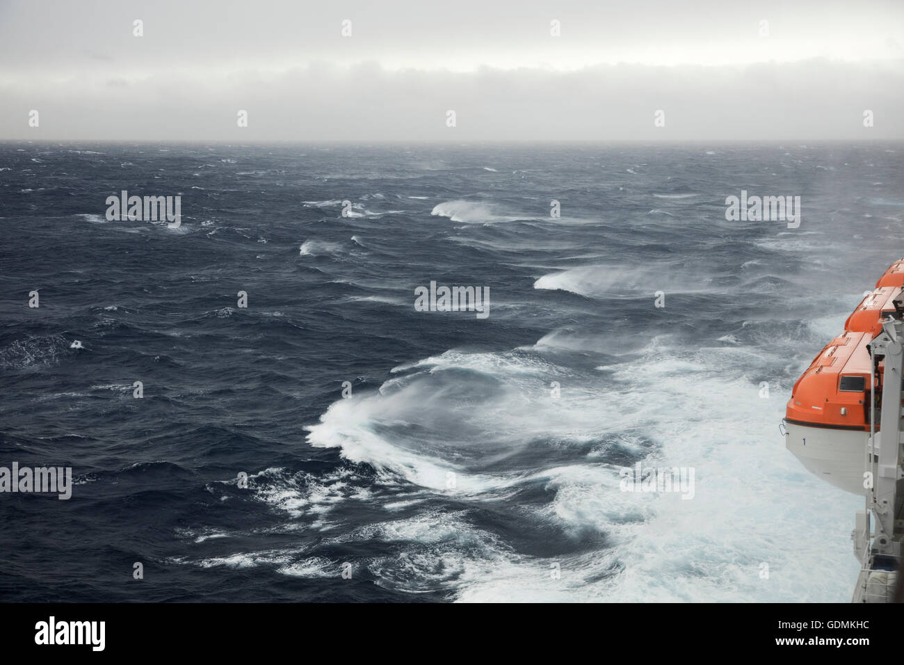 Rough seas and lifeboats mid Atlantic Ocean Stock Photo - Alamy