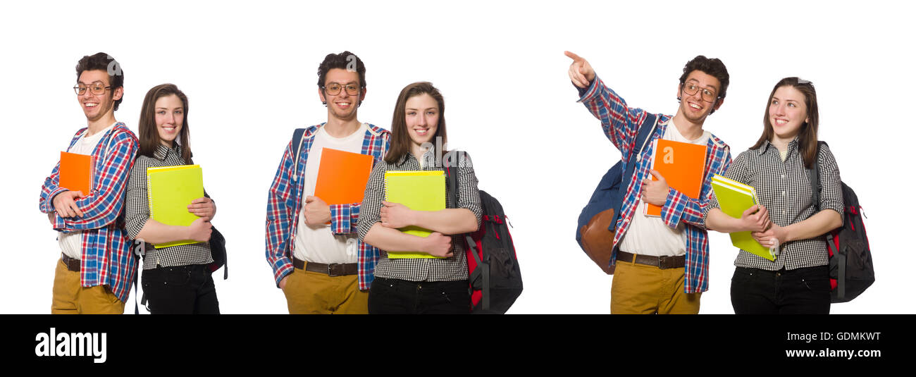 Pair of students isolated on white Stock Photo - Alamy