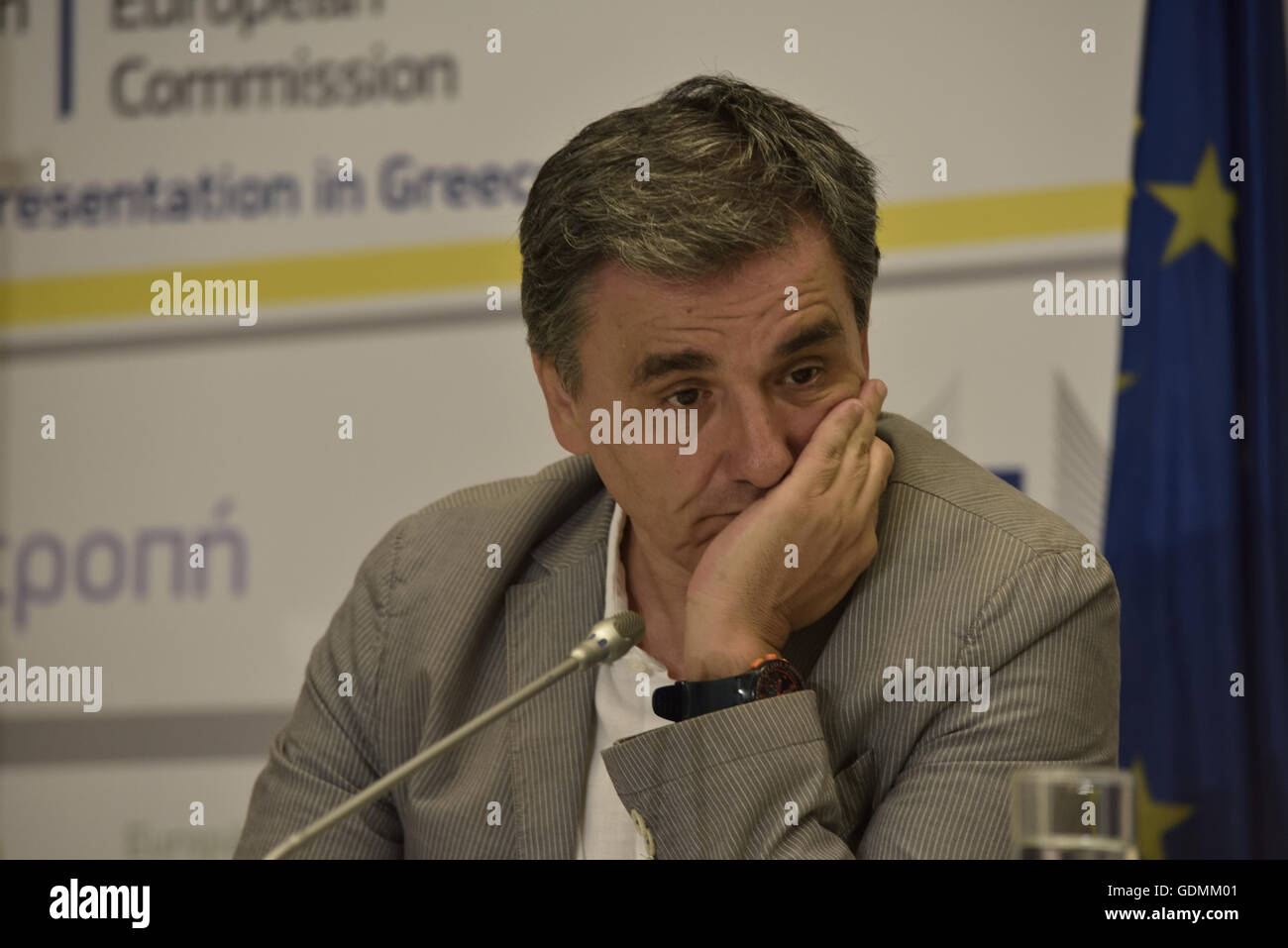 Athens, Greece. 18th July, 2016. Minister of Economics Euclid ...