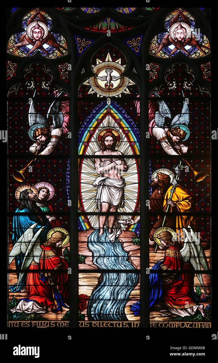 Baptism of the Christ, Stained glass in Votiv Kirche (The Votive Church ...