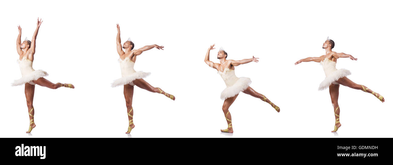 Man in ballet tutu isolated on white Stock Photo - Alamy