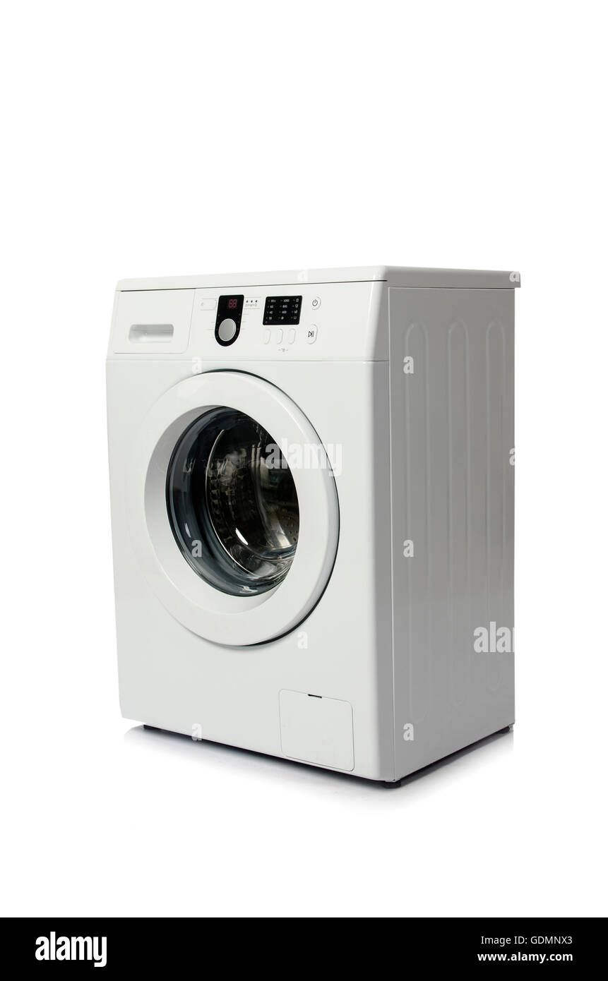 Washing machine isolated on white background Stock Photo - Alamy