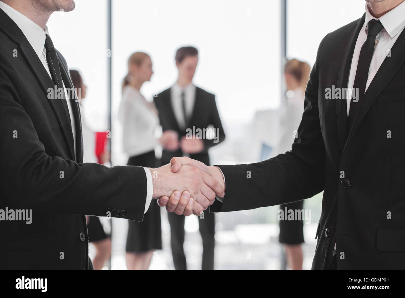 Handshake in front of business people team in office Stock Photo - Alamy