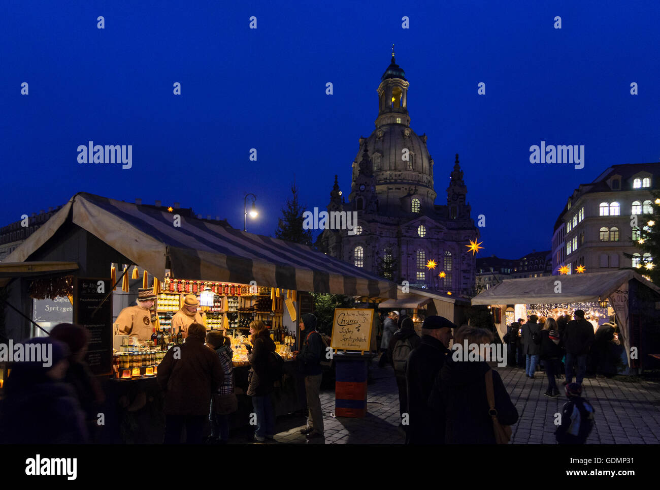 Dresden: Christmas market on the square Neumarkt in front of the church ... Dresden: Christmas market on the square Neumarkt in front of the church ...