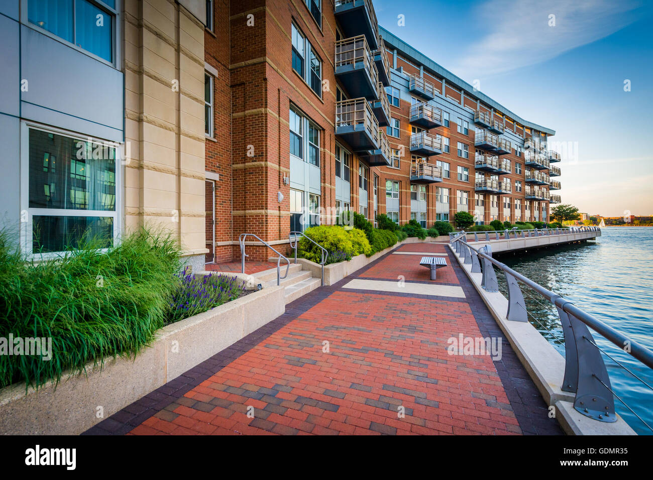 The Boston Harborwalk at Battery Wharf, in the North End, Boston ...