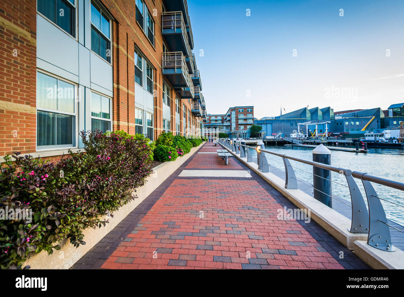 The Boston Harborwalk at Battery Wharf, in the North End, Boston ...
