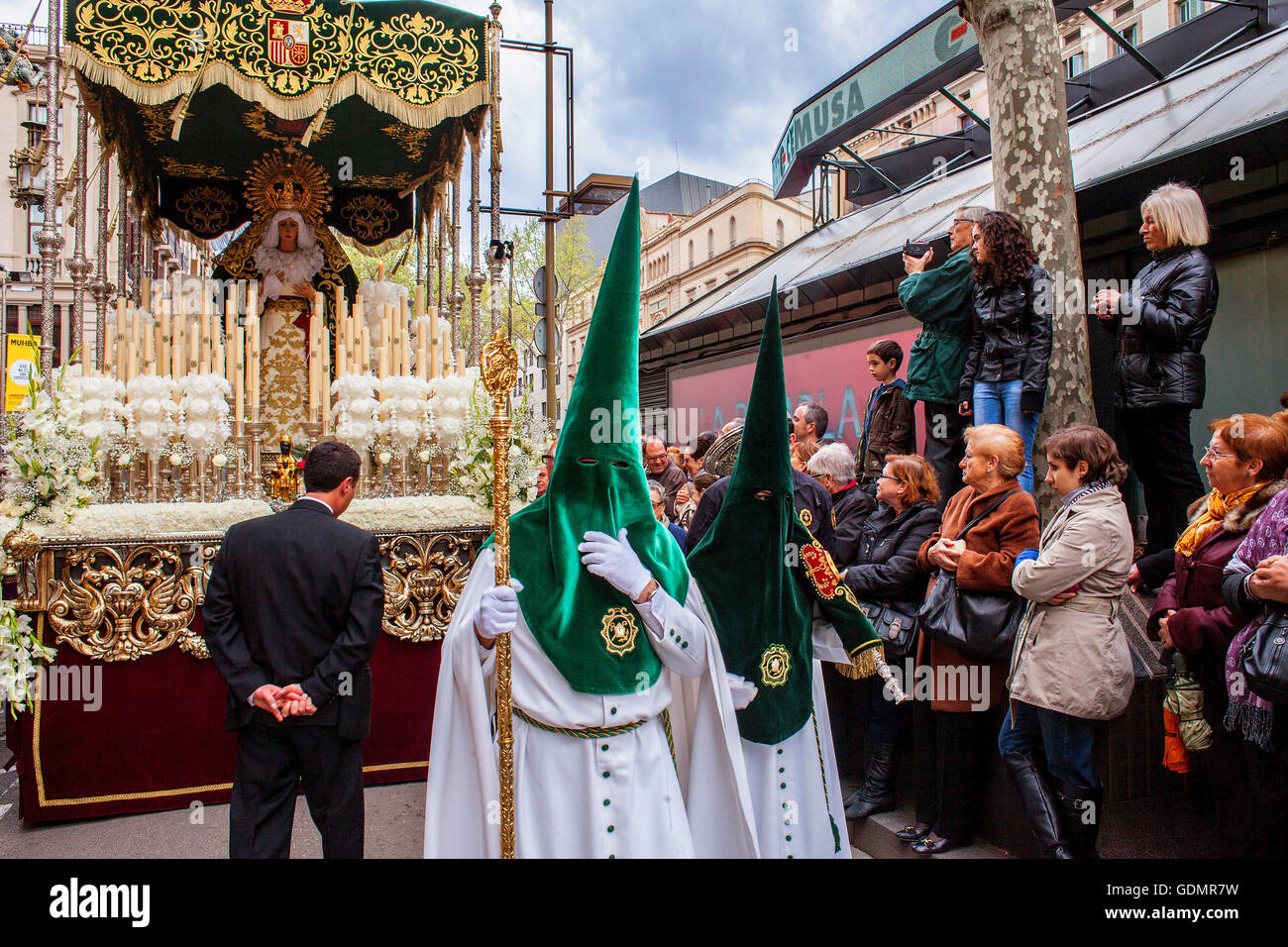 Penitents in procession, sisterhood of JesÃƒÂºs del Gran Poder y virgen ...