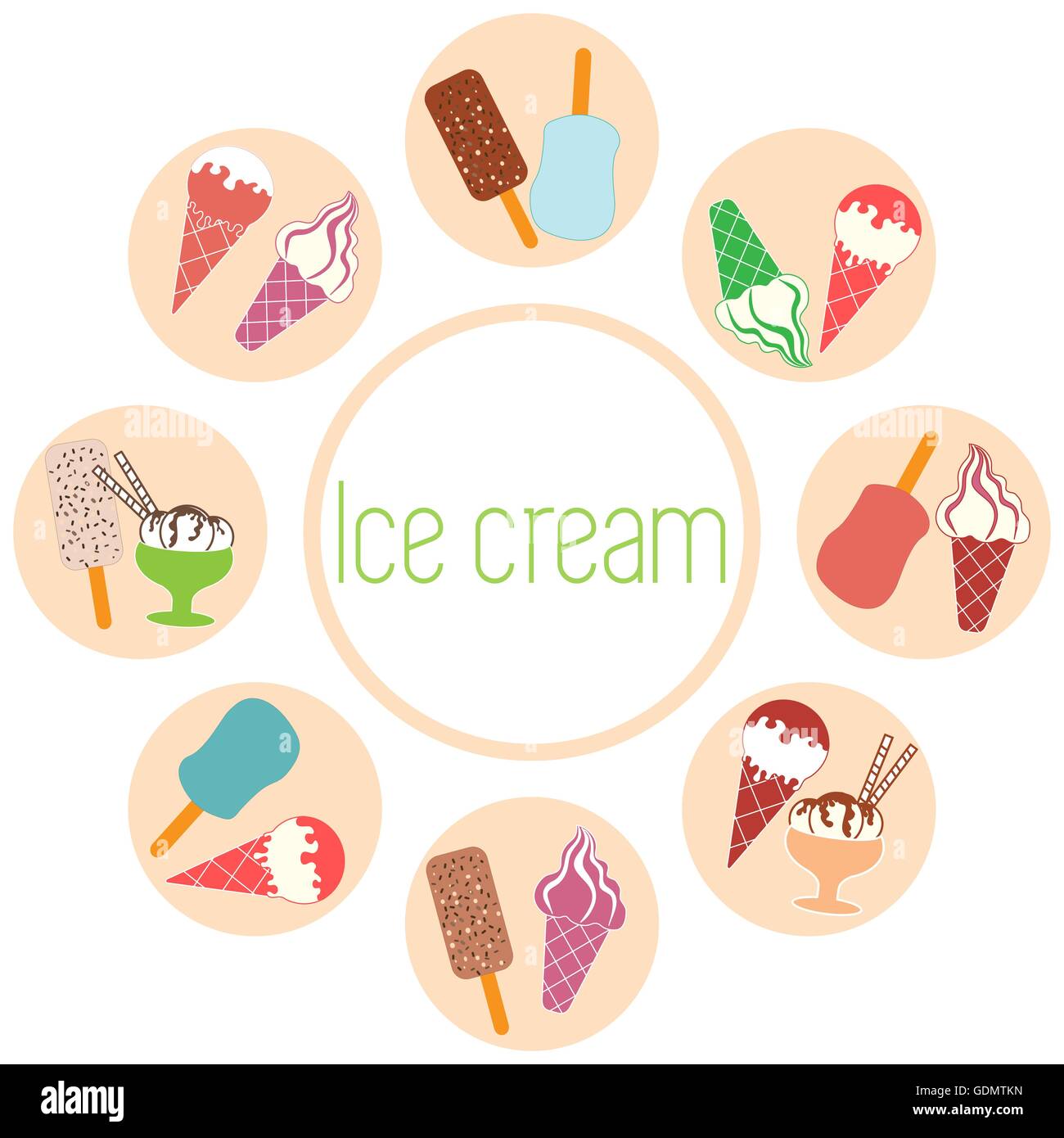 Nice picture of a colored scheme with various kinds of delicious ice ...