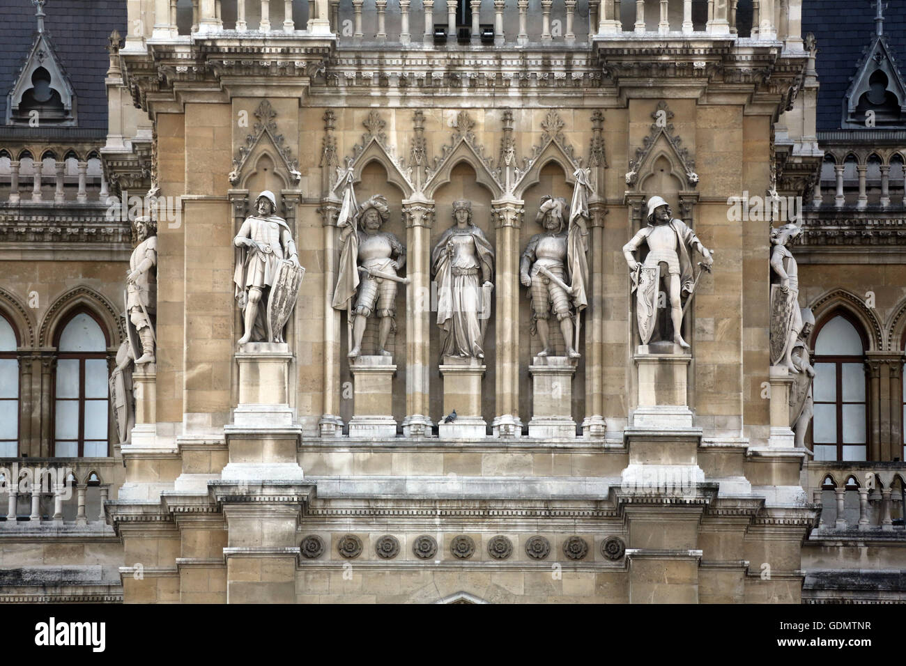 Fragment of famous City Hall building (Rathaus) in Vienna. Vienna Old ...