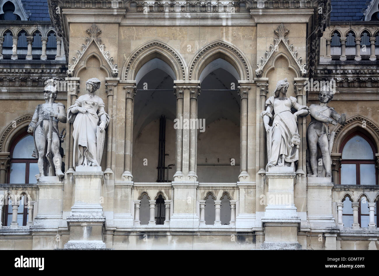 Fragment of famous City Hall building (Rathaus) in Vienna. Vienna Old ...