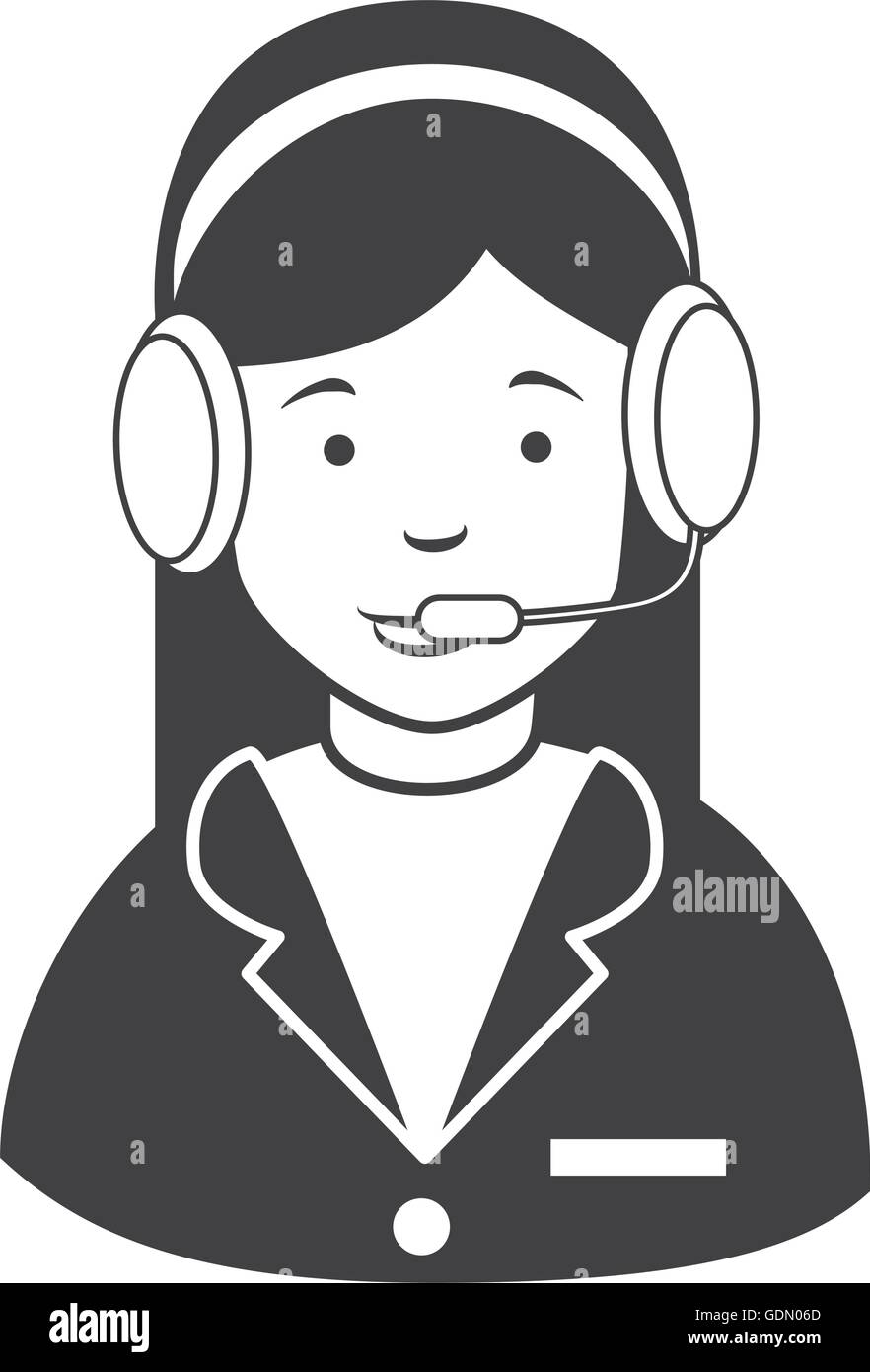 woman callcenter headphones icon Stock Vector Image & Art - Alamy