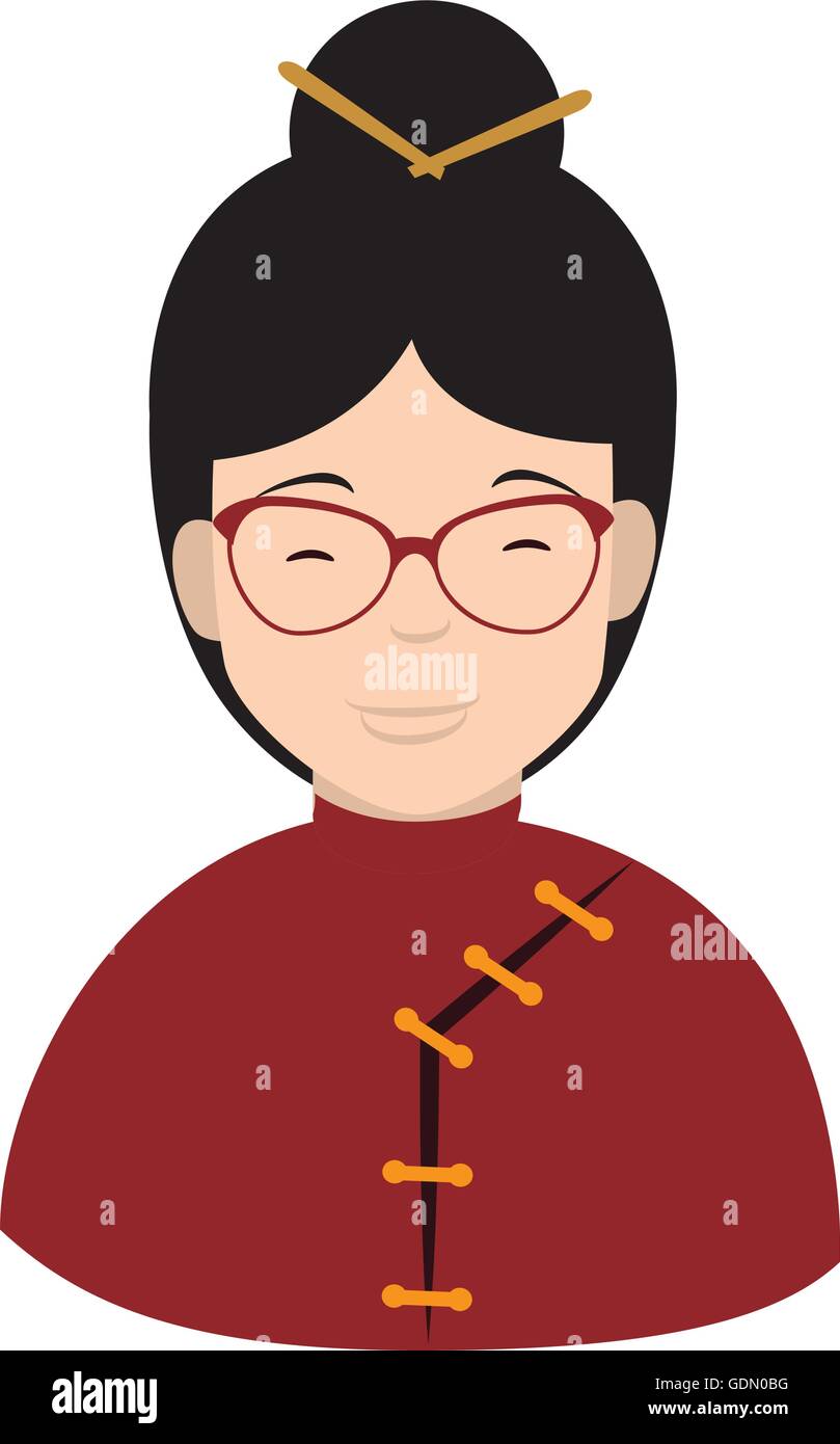 Chinese woman glasses icon, vector illustration Stock Vector Image ...