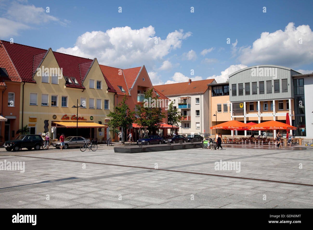 Market square with city hall, Luebben, Spreewald, Spree Forest ...