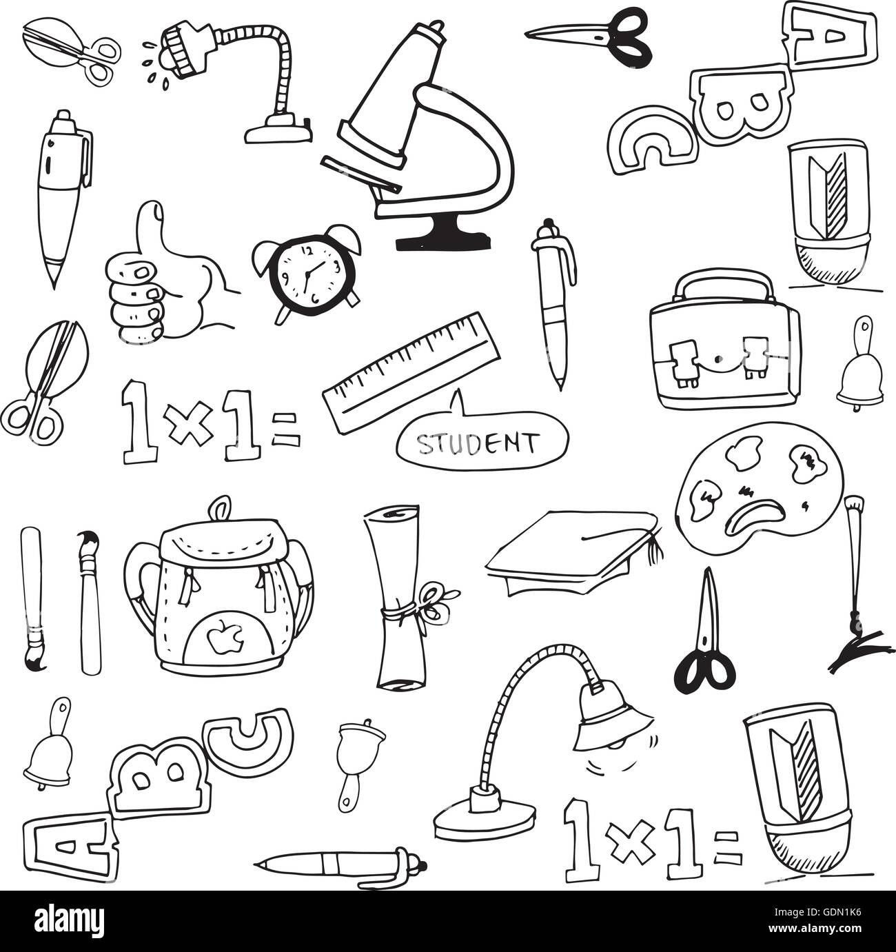 Collection classroom supplies tools Stock Vector Images - Alamy