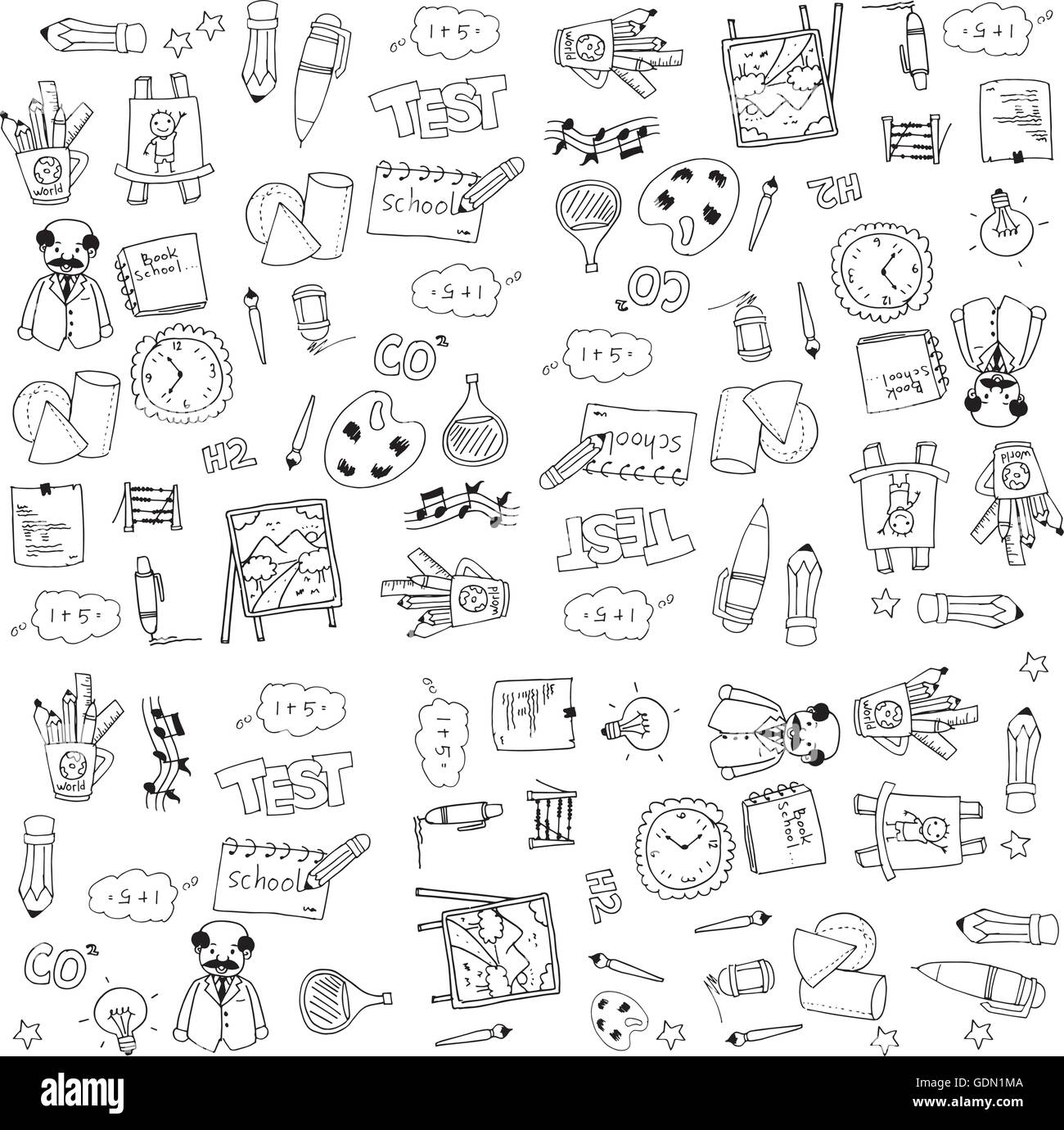 Education tools doodles on white backgrounds Stock Vector Image & Art ...