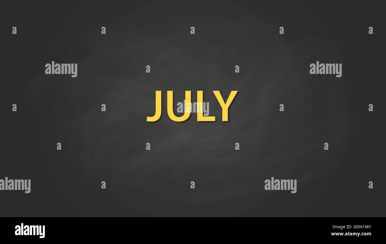 july month text written on the blackboard with chalk board effect ...