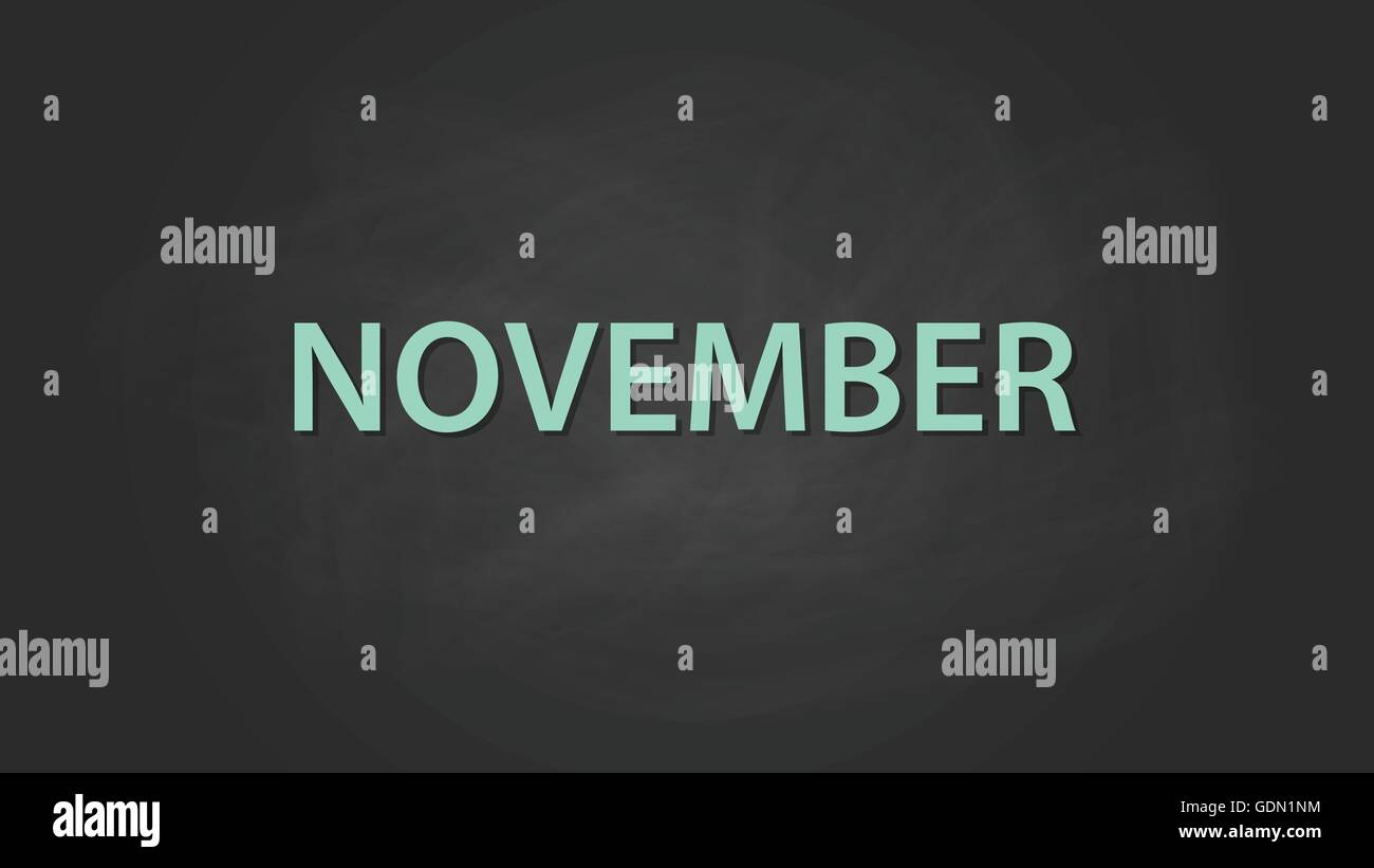 november month text written on the blackboard with chalk board effect ...