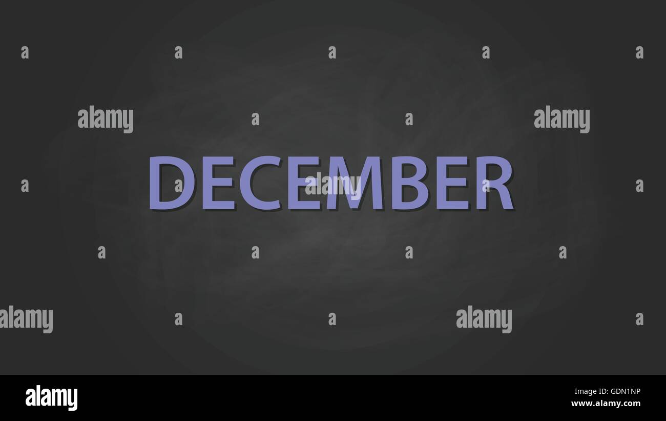 december month text written on the blackboard with chalk board effect ...