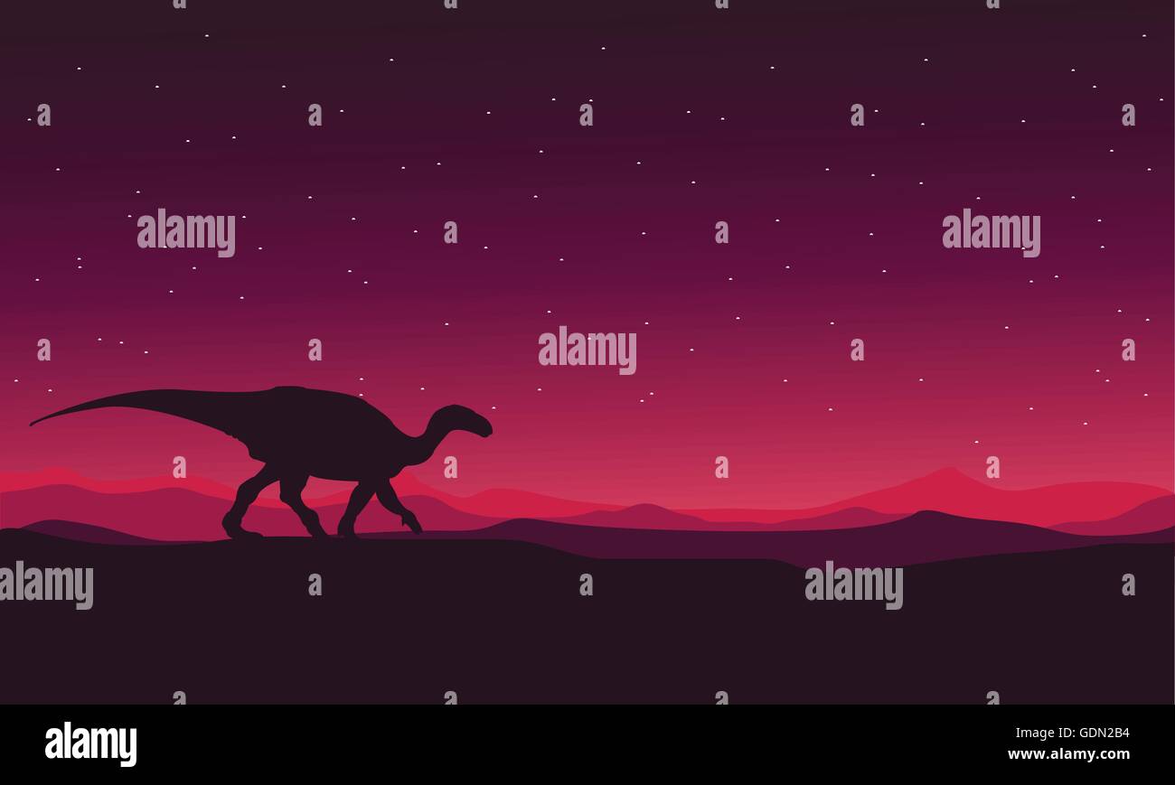 Landscape Iguanodon silhouettes vector Stock Vector Image & Art - Alamy