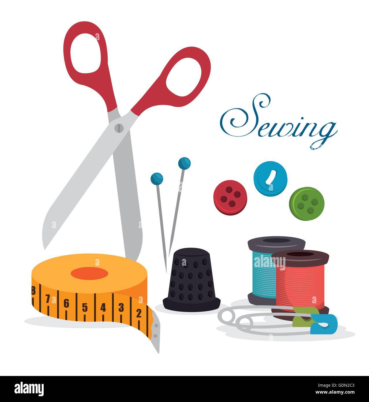 Sewing kit tape Stock Vector Images - Alamy
