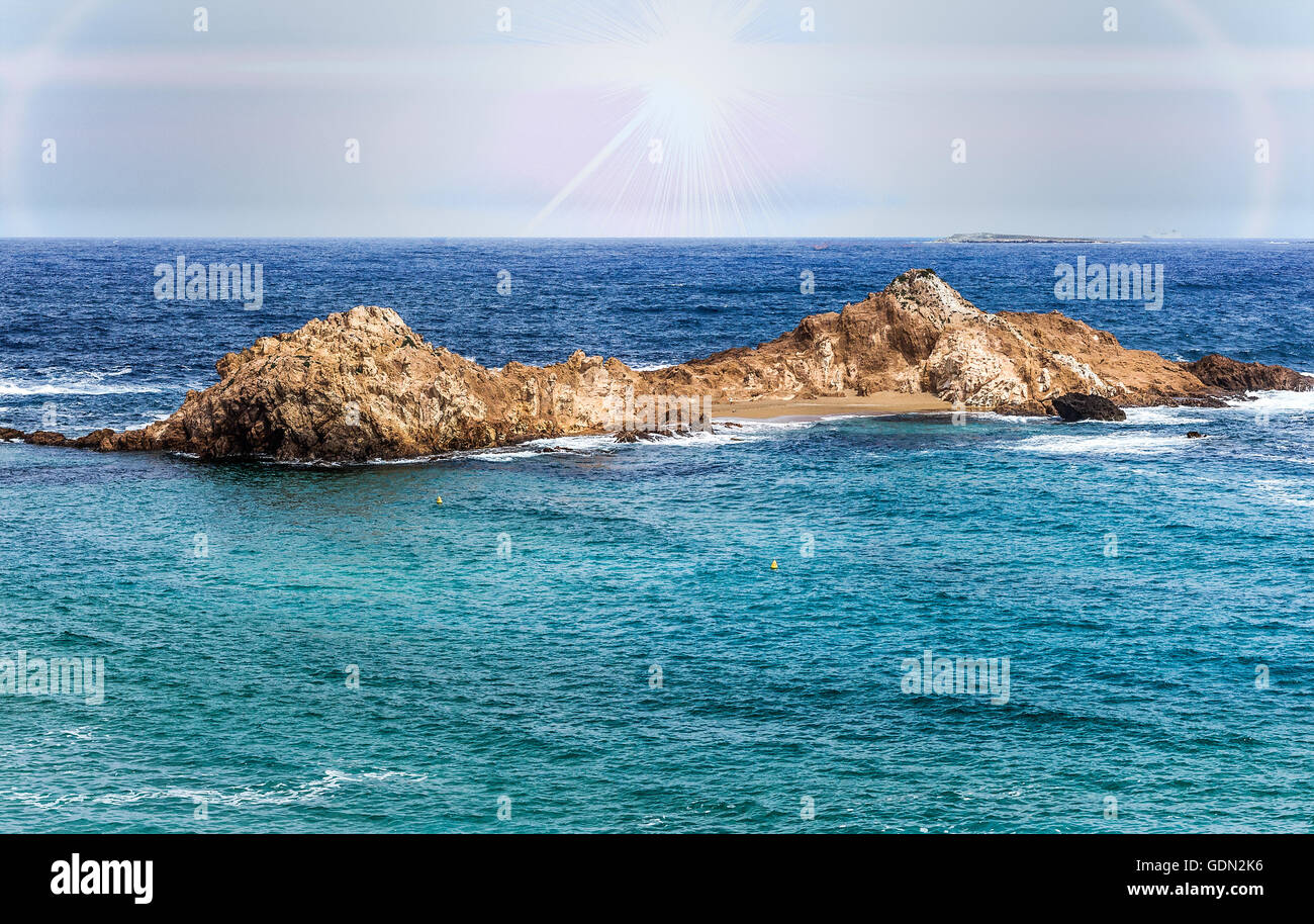 Small islet - Pregonda cove, Balearic Islands Stock Photo - Alamy