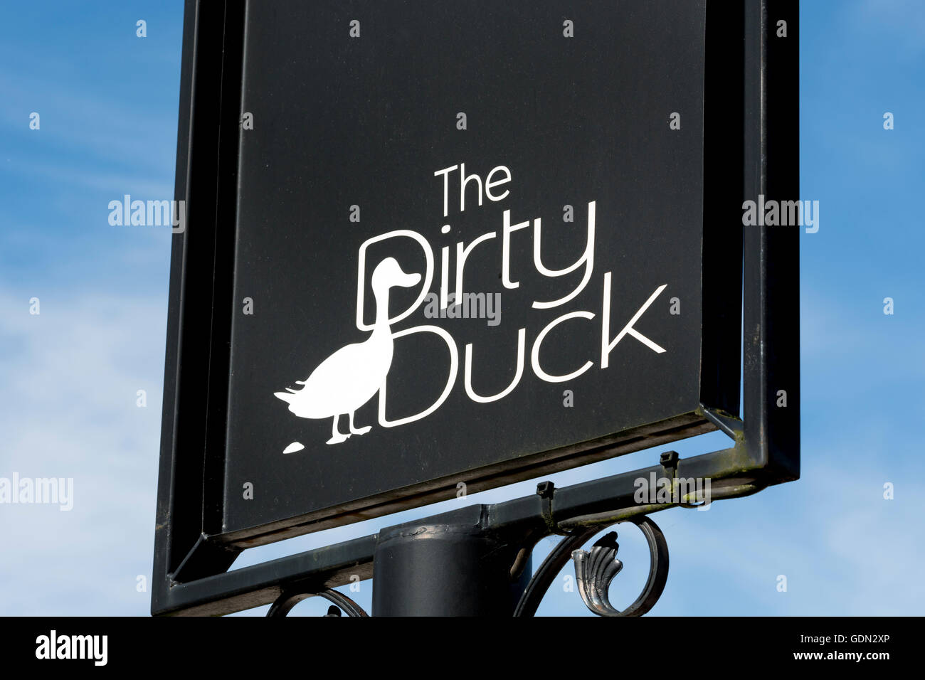 The Dirty Duck pub sign, Warwick University, England, UK Stock Photo ...
