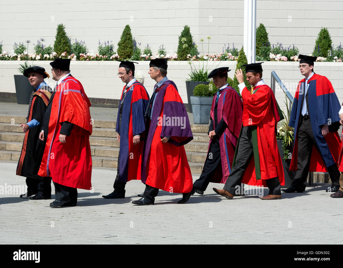 The procession of academics on graduation day at Warwick University ...