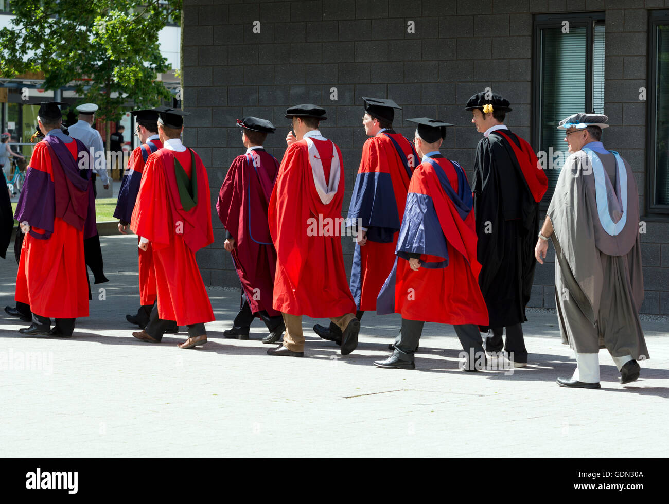 The procession of academics on graduation day at Warwick University ...