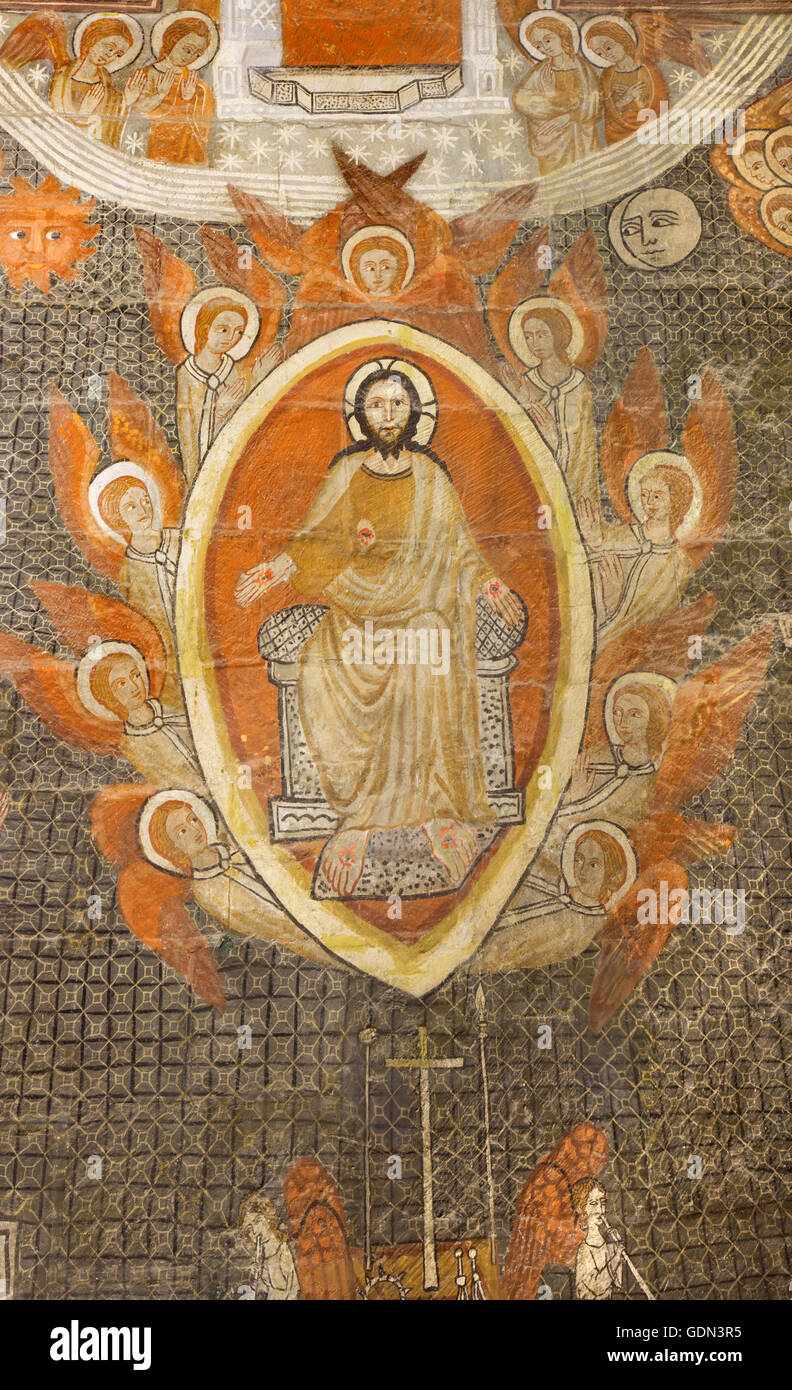 SALAMANCA, SPAIN, APRIL - 16, 2016: The gothic fresco of Christ the ...