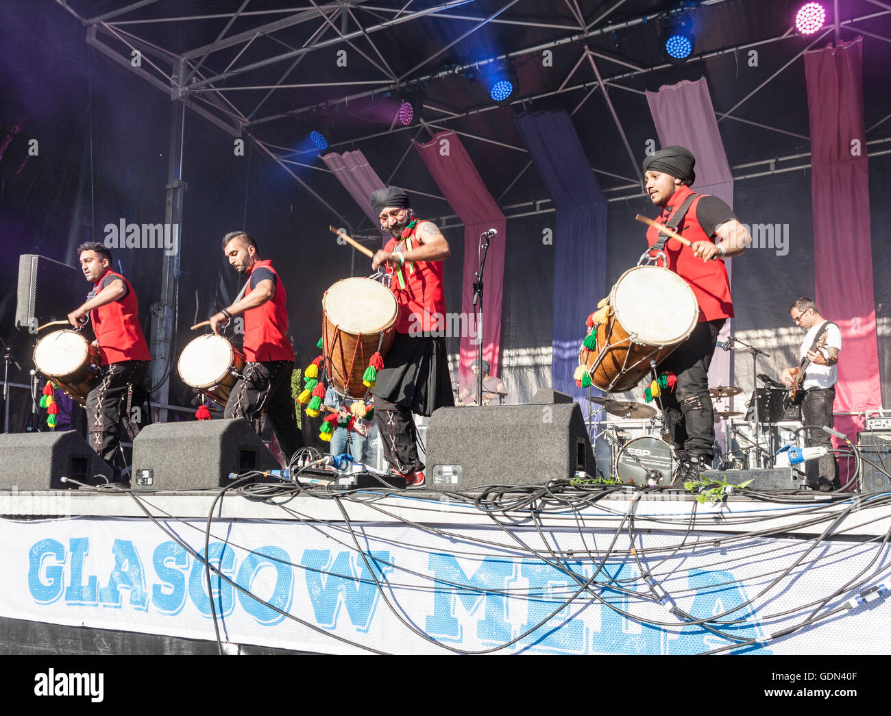 Four dholis from the Dhol Foundation performing on the main Maharajah ...