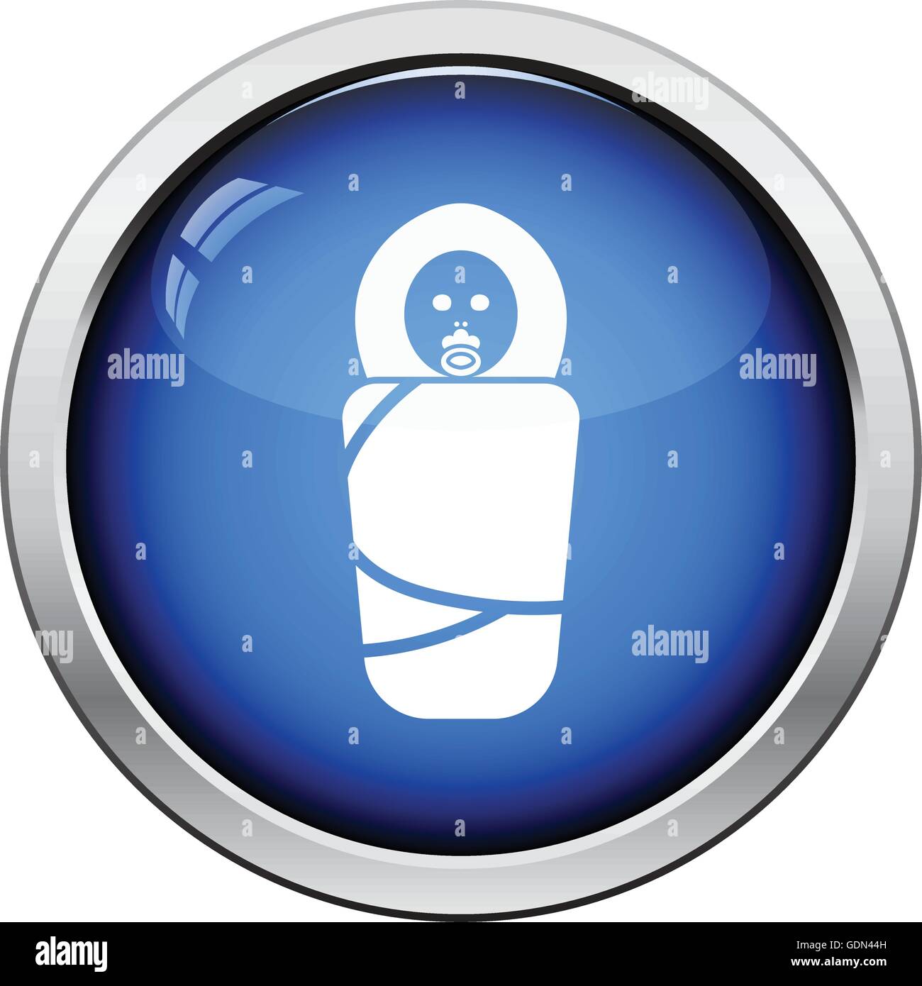 Wrapped infant icon. Glossy button design. Vector illustration Stock ...