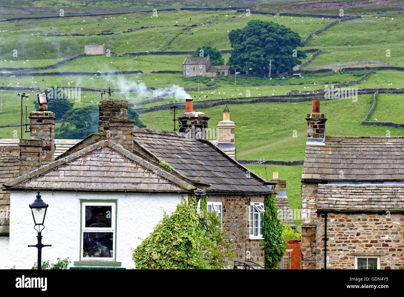 Rooftops and houses in Reeth North Yorkshire UK Stock Photo - Alamy