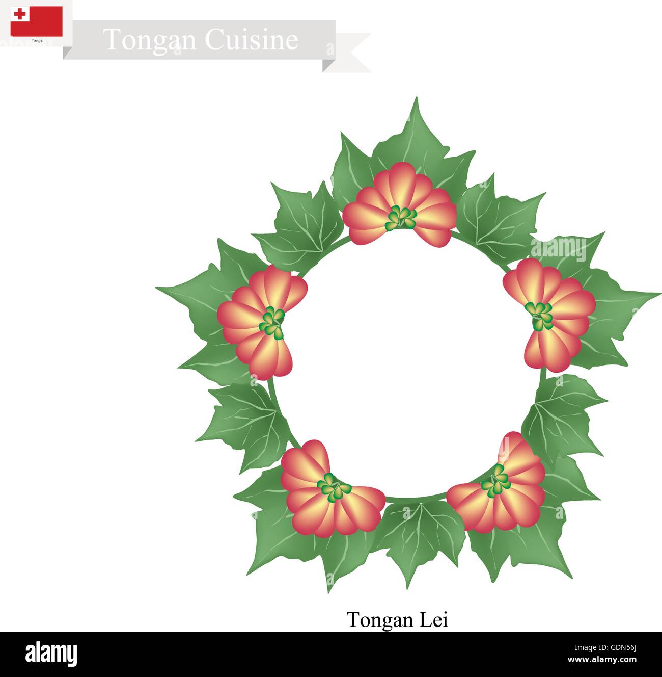 Tonga Flower, Illustration of Tongan Lei or Tonga Garland Made From ...