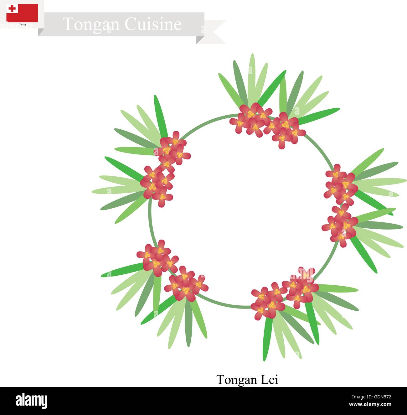 Tonga Flower, Illustration of Tongan Lei or Tonga Garland Made From ...