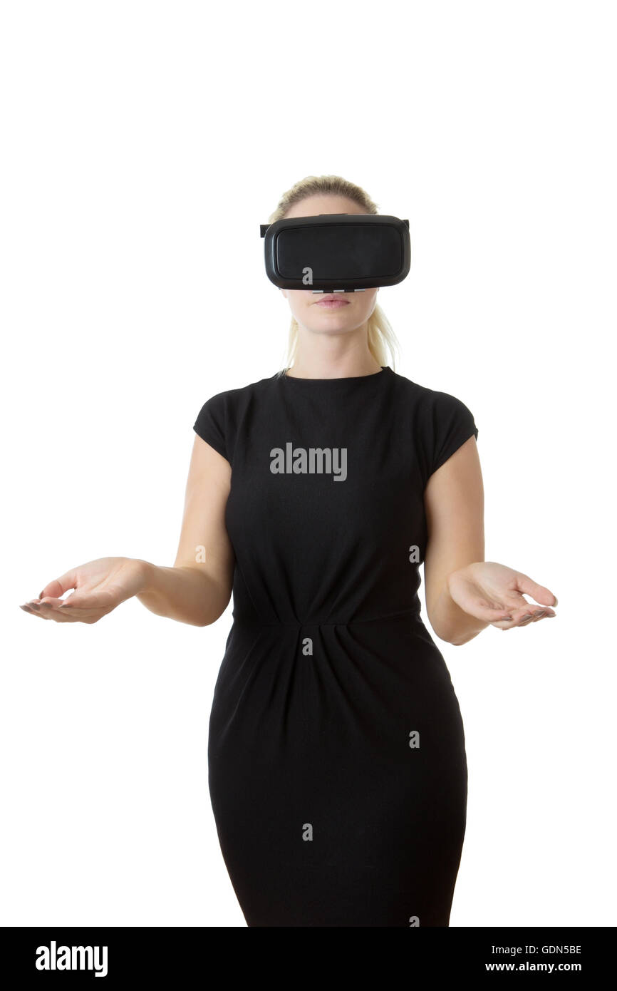wearable technology of a virtual reality business woman of the modern ...