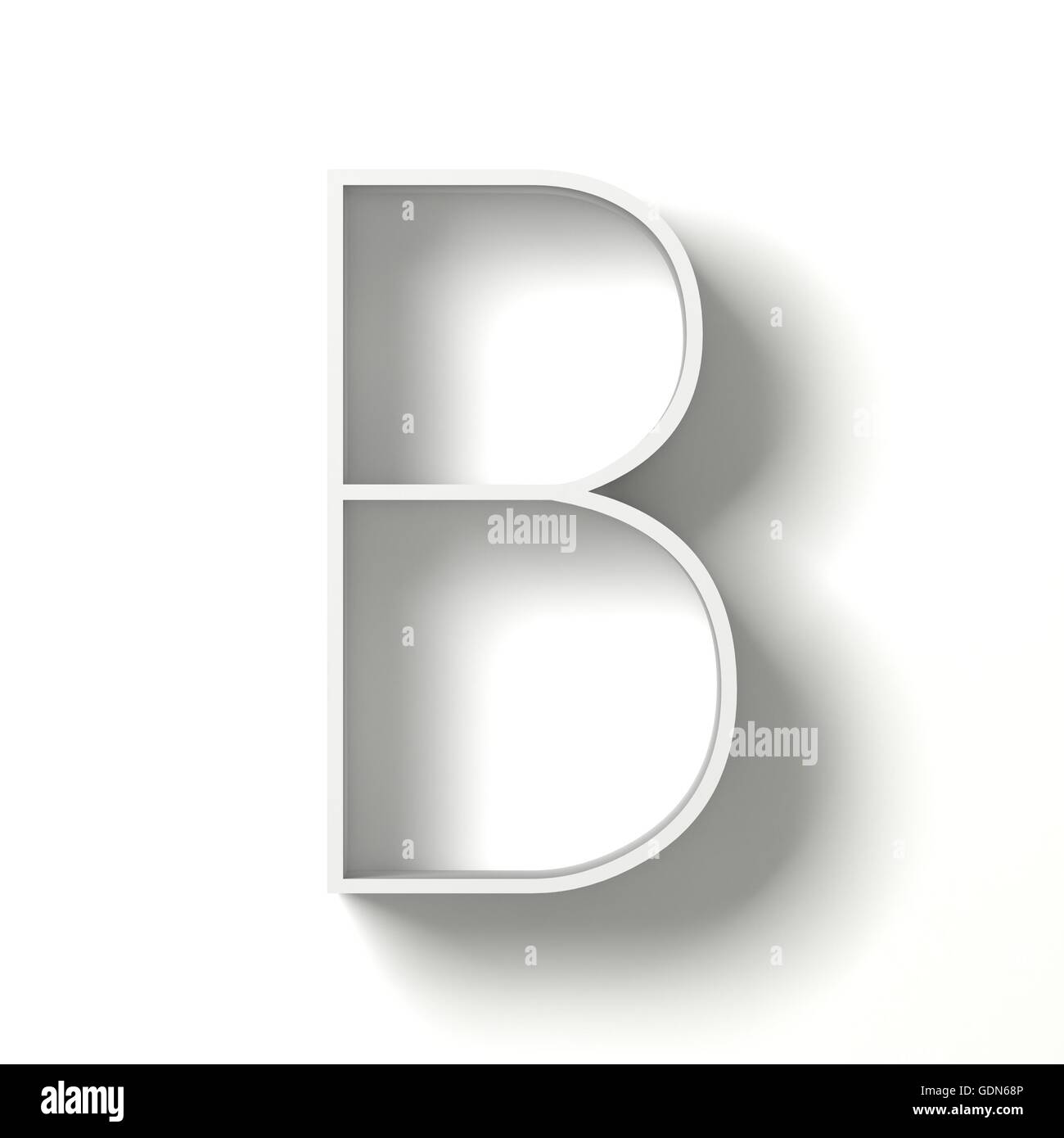 Long shadow font. Letter B. 3D render illustration isolated on white ...