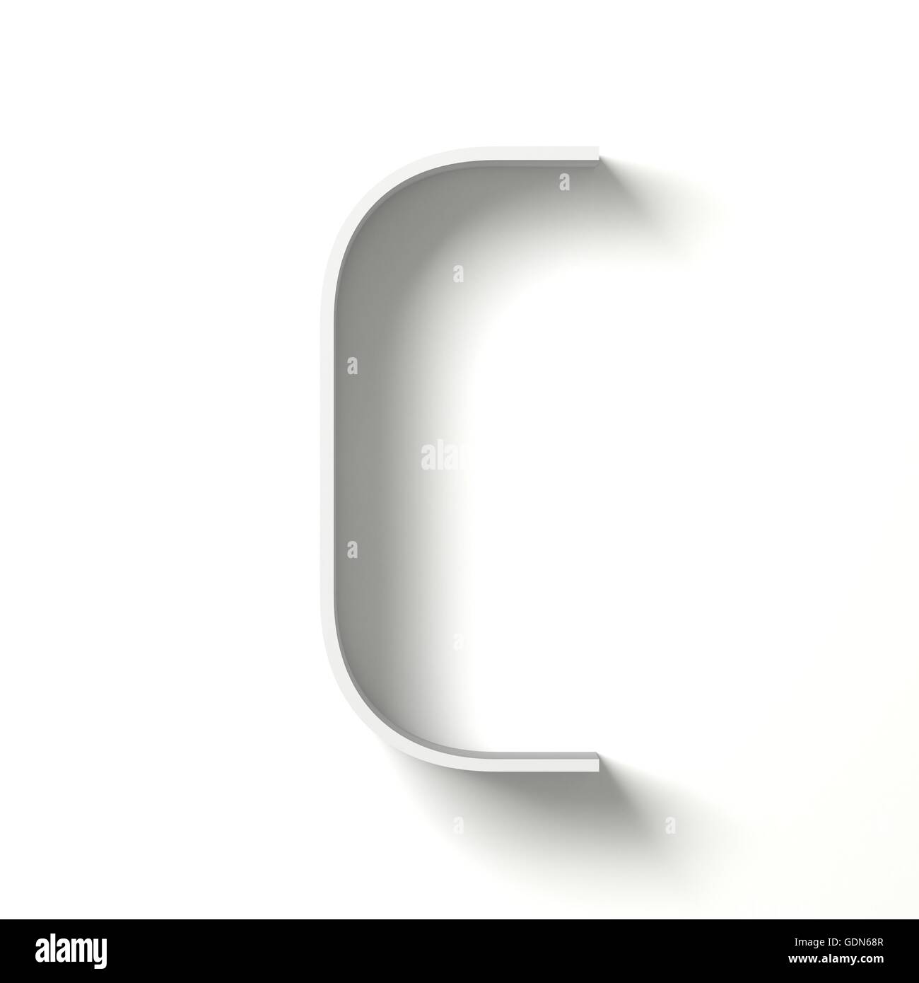 Long shadow font. Letter C. 3D render illustration isolated on white ...