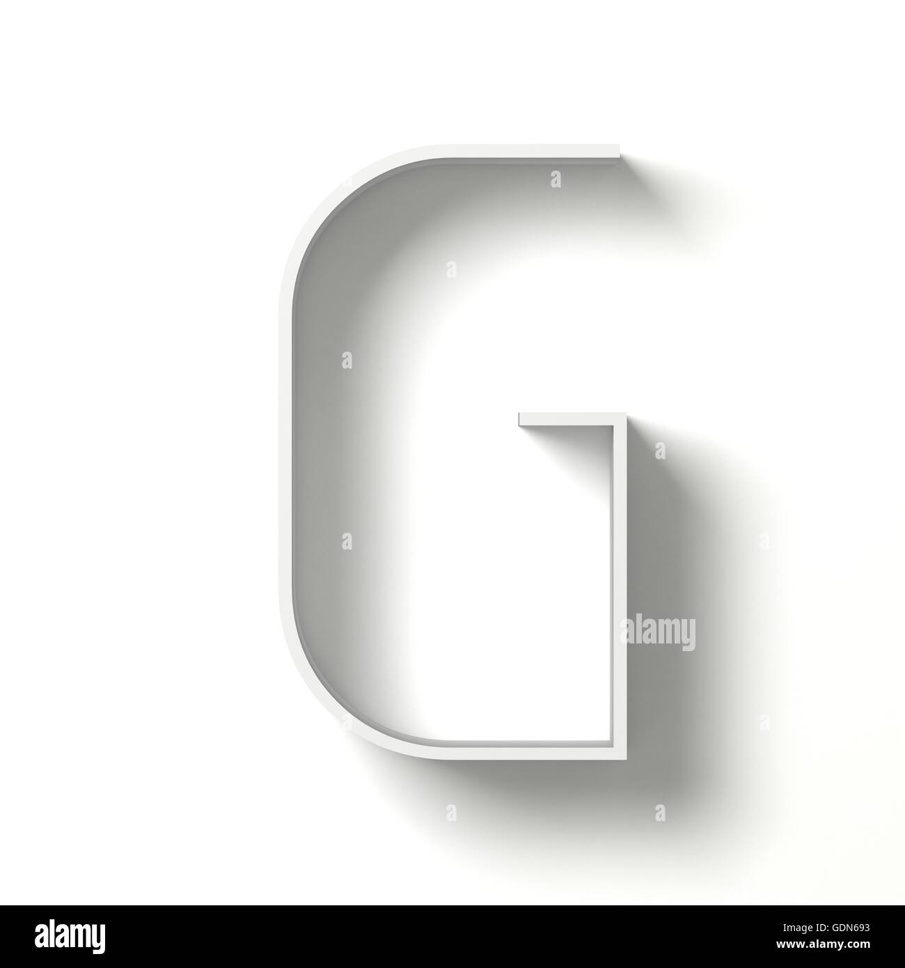 Long shadow font. Letter G. 3D render illustration isolated on white ...