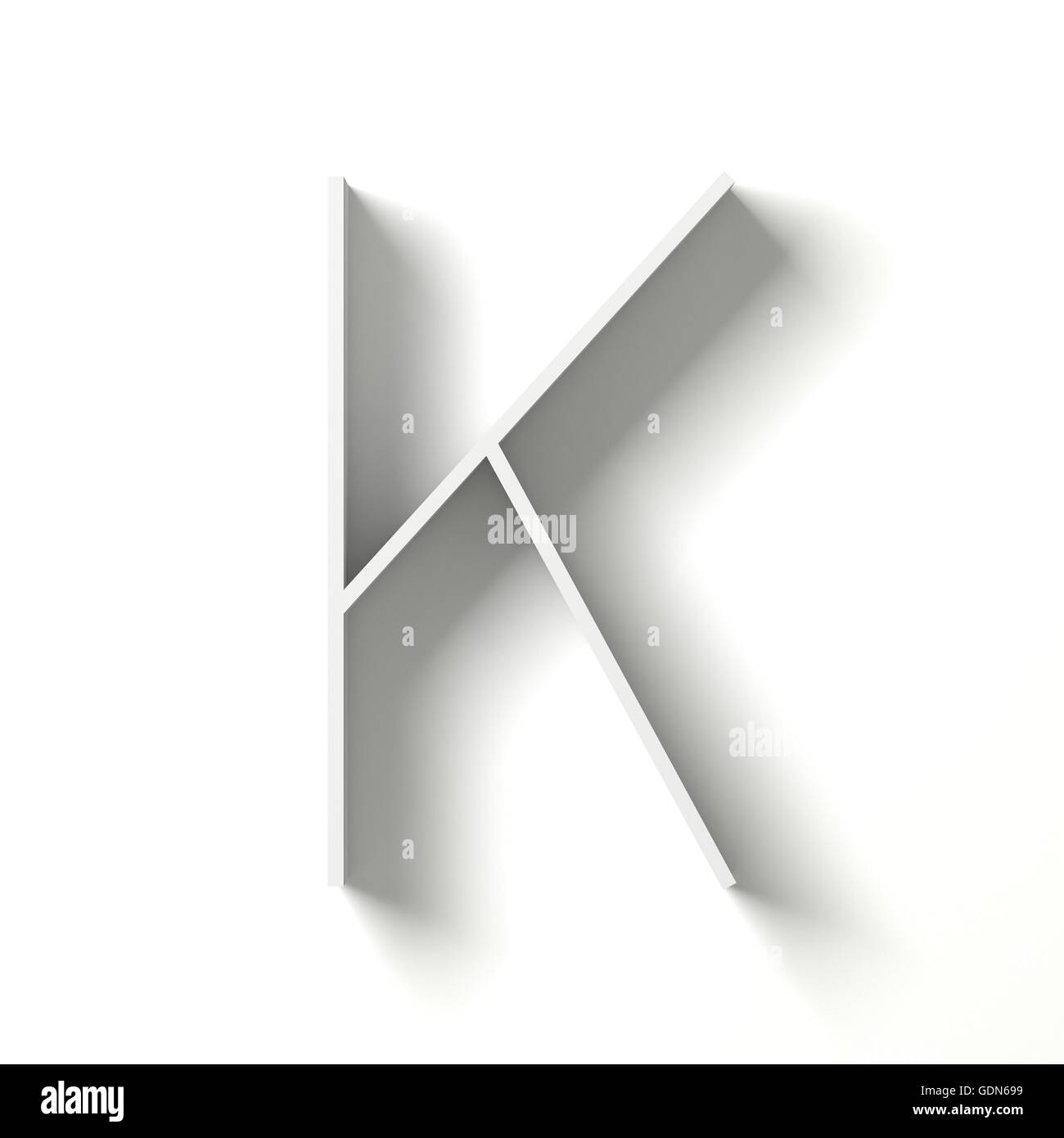 Long shadow font. Letter K. 3D render illustration isolated on white ...