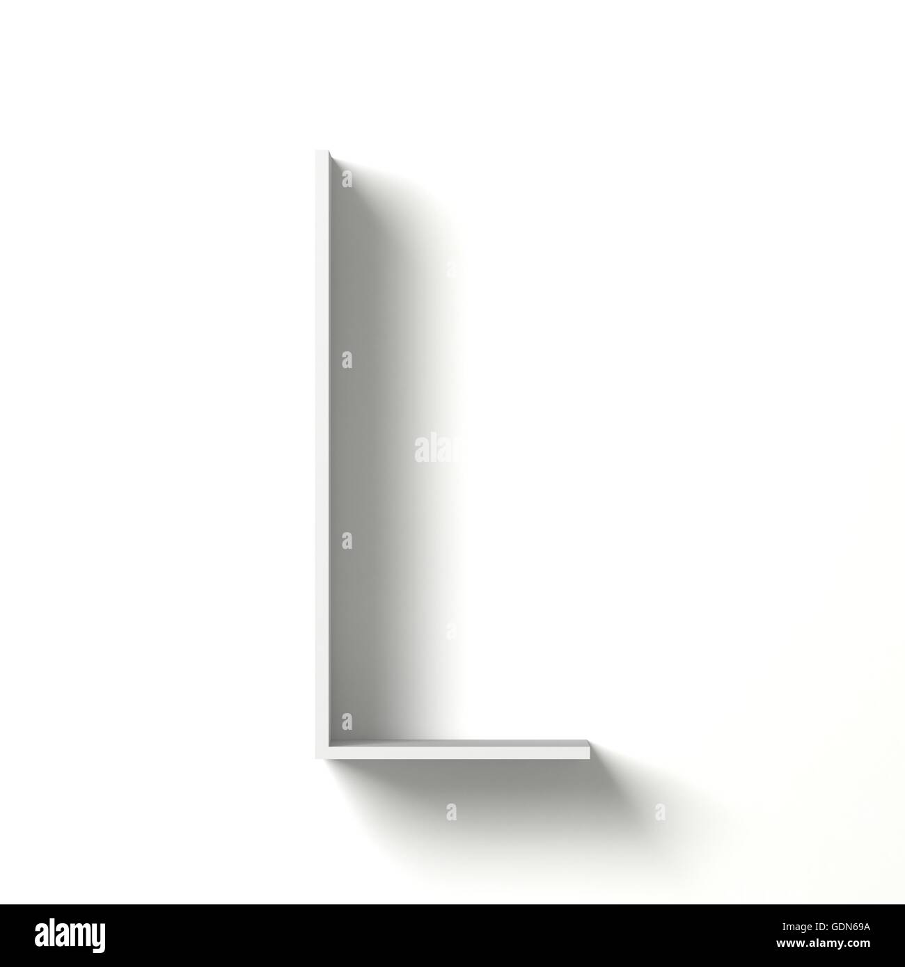Long shadow font. Letter L. 3D render illustration isolated on white ...