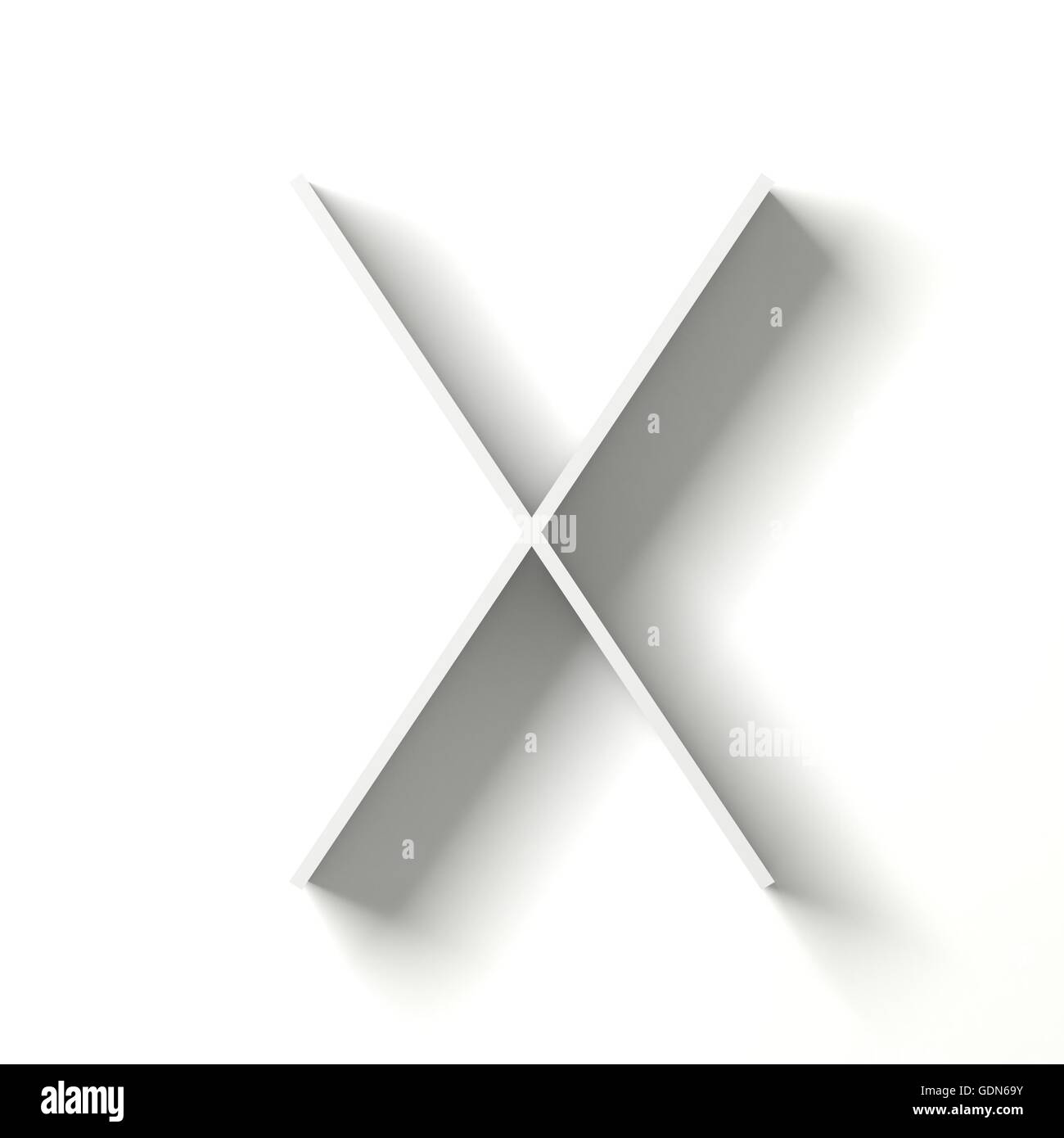 Long shadow font. Letter X. 3D render illustration isolated on white ...
